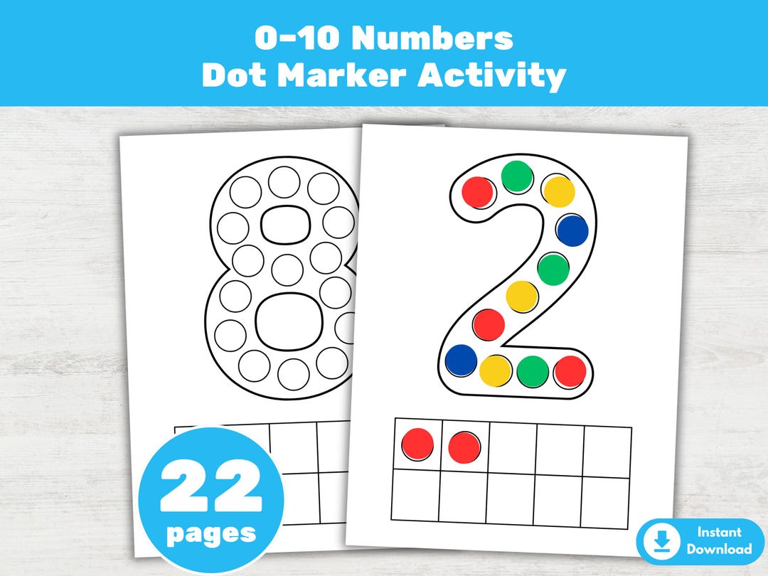 0-10 Numbers Dot Marker Coloring Pages Dot Sticker Math Activity ...