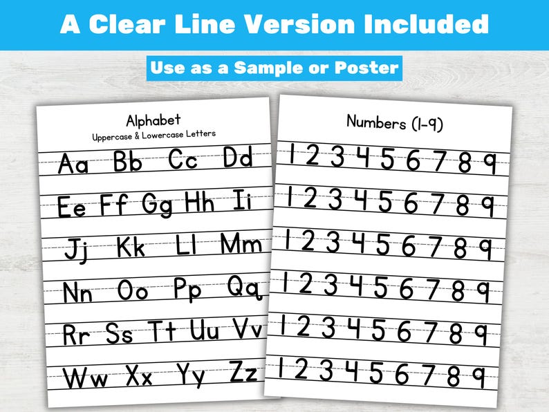Letters & Numbers Tracing Worksheets for Preschool Alphabet Handwriting ...