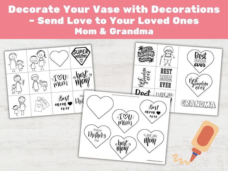 Printable Mother’s Day Card, DIY Flower Vase Craft for Kids, Gift for ...