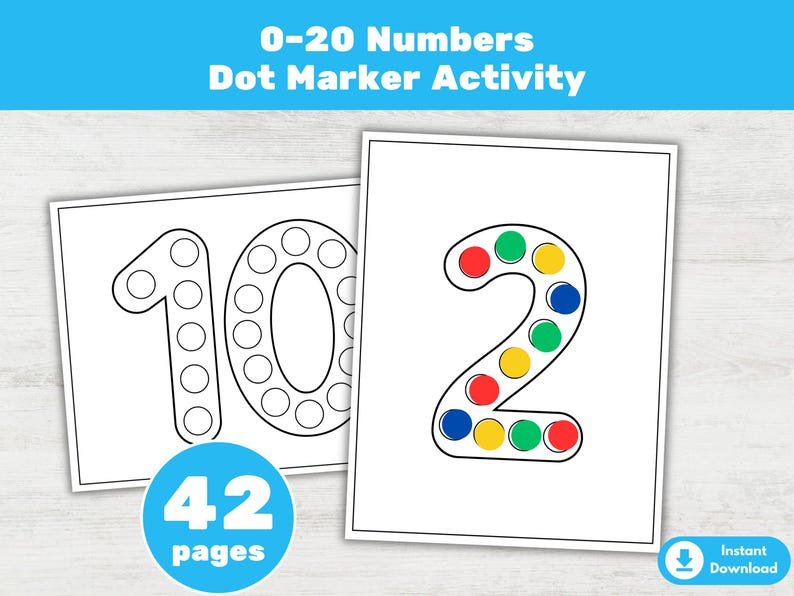 0-20 Numbers Dot Marker Coloring Pages, Dot Sticker Math Activity ...