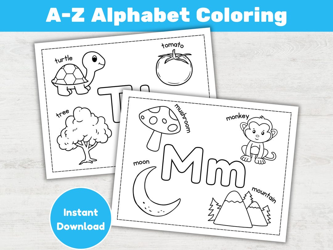 Printable Alphabet Coloring Pages A-Z Preschool ABC Learning Activity ...