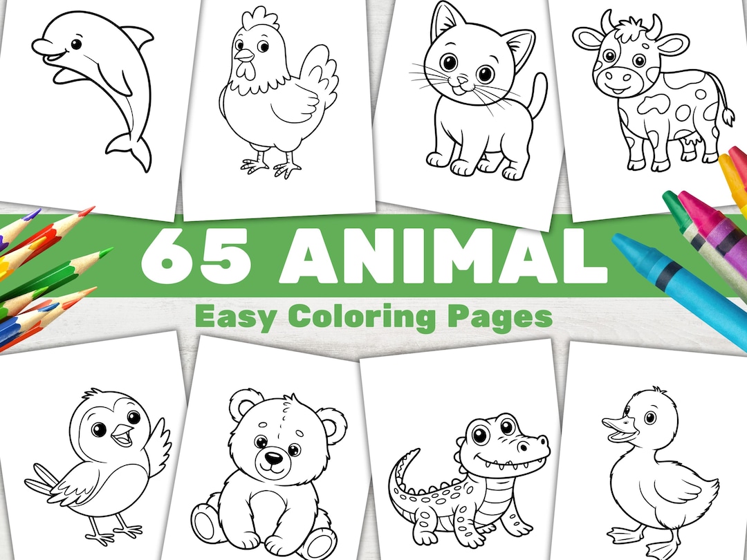 Animal Coloring Book for Kids, Easy Toddler Activity Pages, Preschool ...