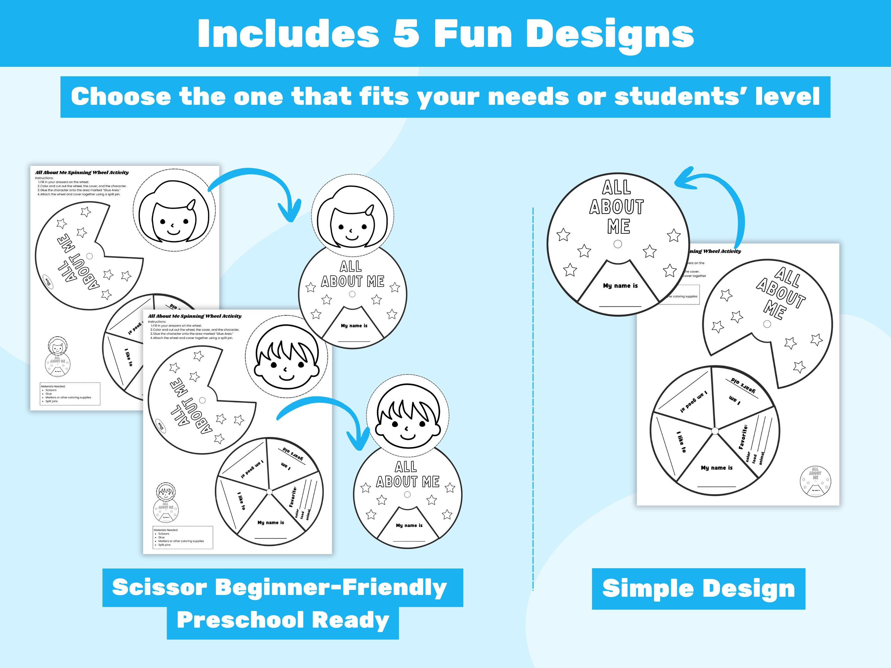 All About Me Spinning Wheel: Back to School Printable Activity (PDF ...
