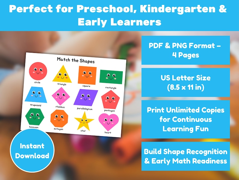 Shape Matching Busy Book: Preschool Shape Sorting Activity (PDF/PNG) - Etsy