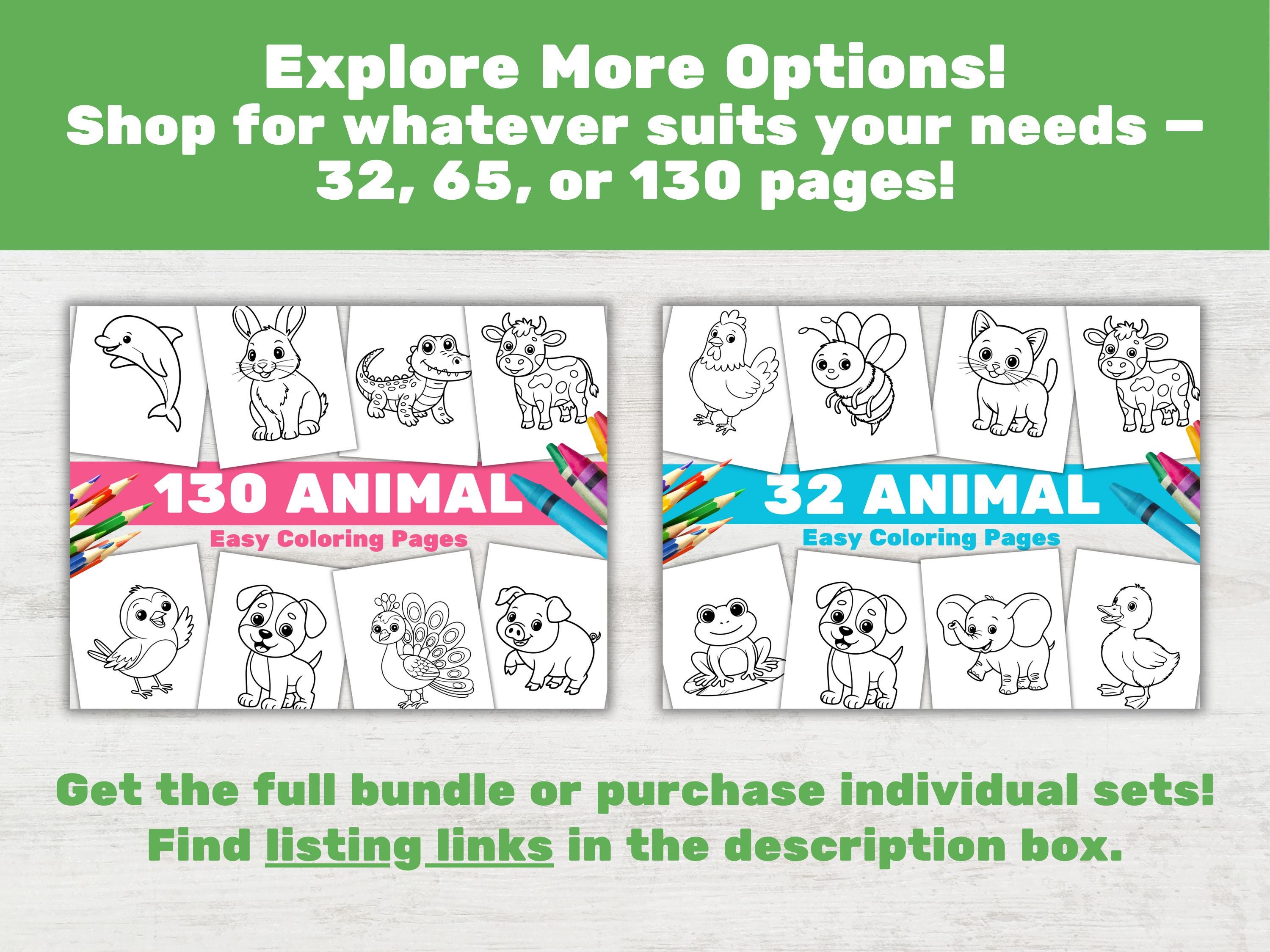 Animal Coloring Book for Kids, Easy Toddler Activity Pages, Preschool ...