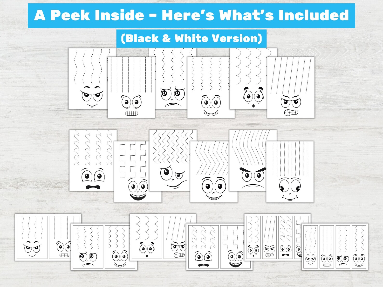 Preschool Scissor Skills Haircut Activity Worksheets Fun Cutting Strips ...