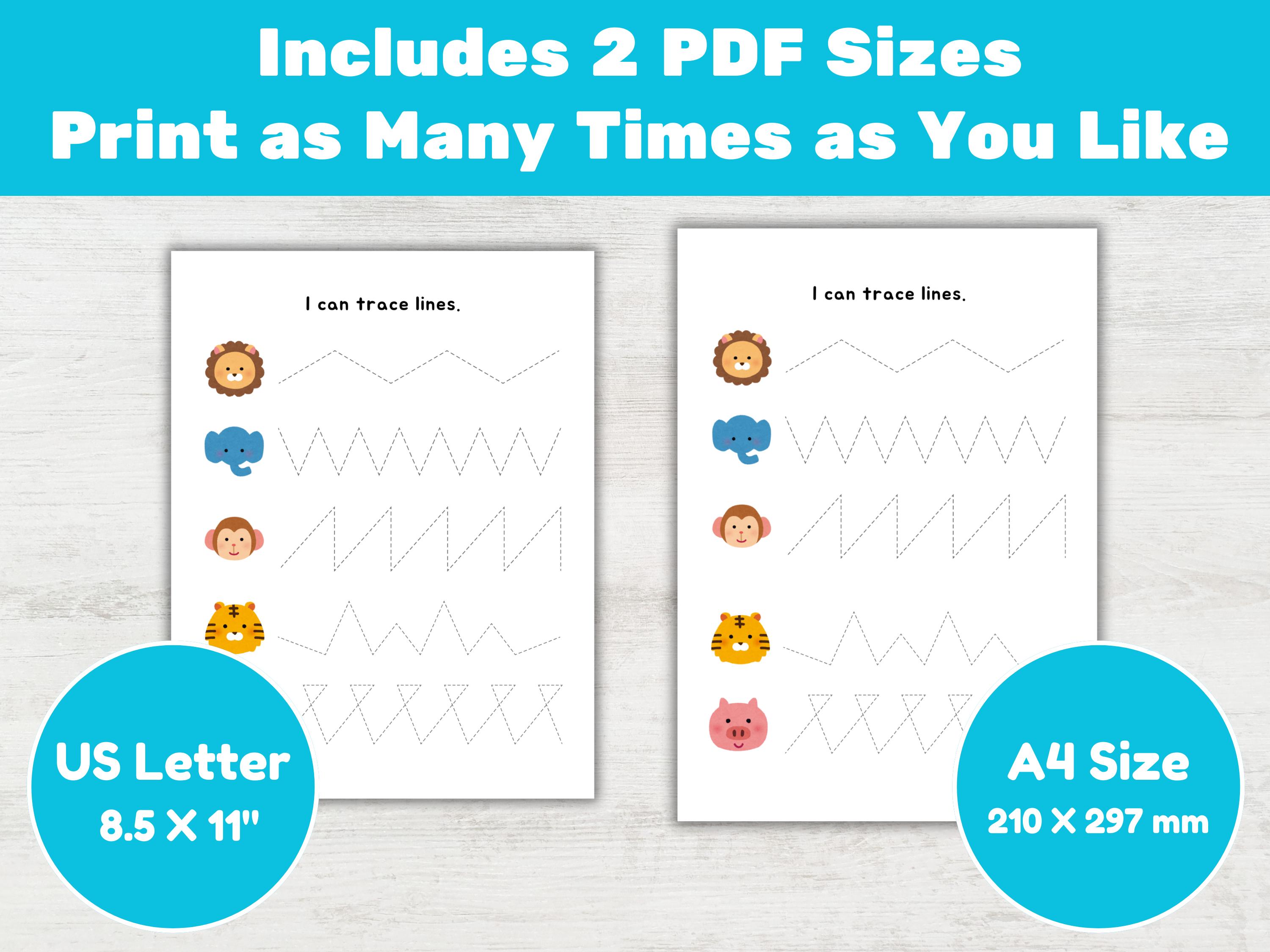85 Preschool Line Tracing Worksheets Bundle | Pre-writing Home School ...