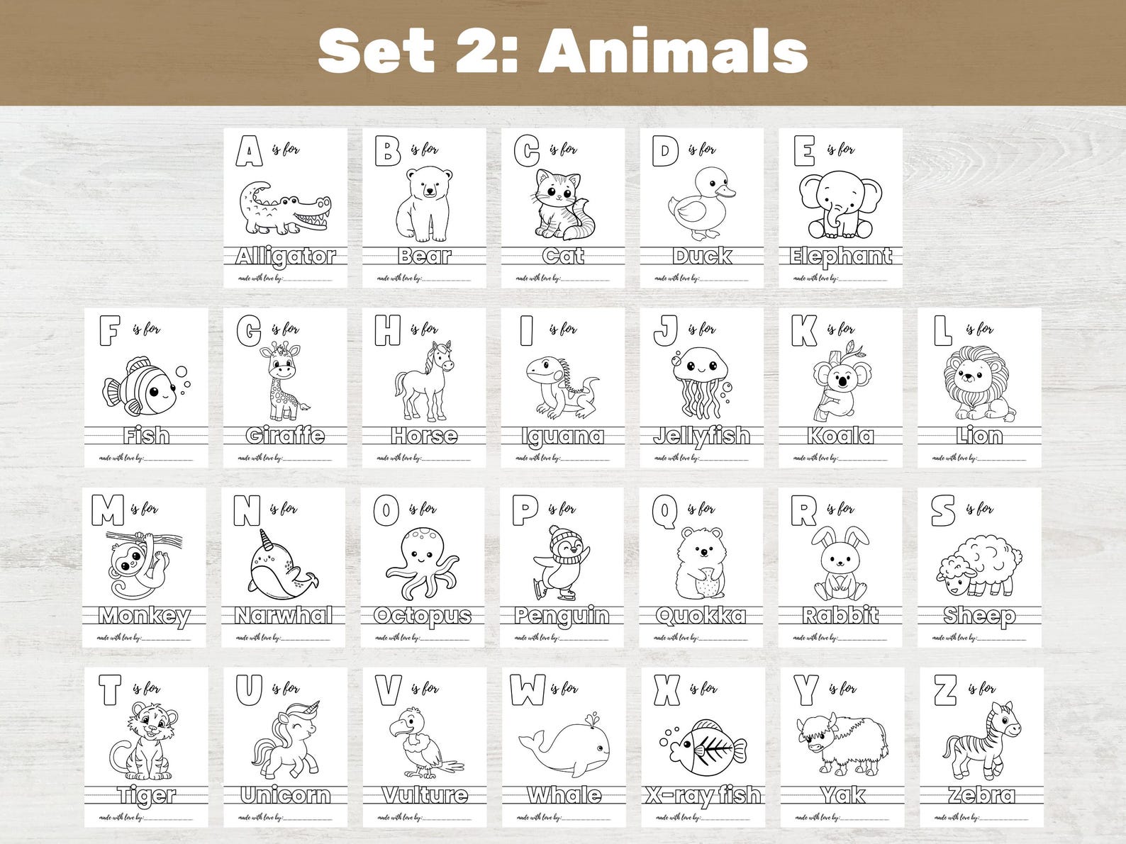 Baby First ABC Book Baby Shower Activity Printable Alphabet Coloring ...