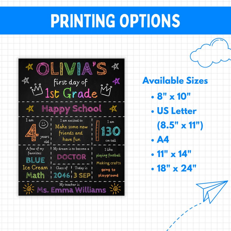 Editable First Day of School Sign: Printable Reusable Chalkboard Photo ...