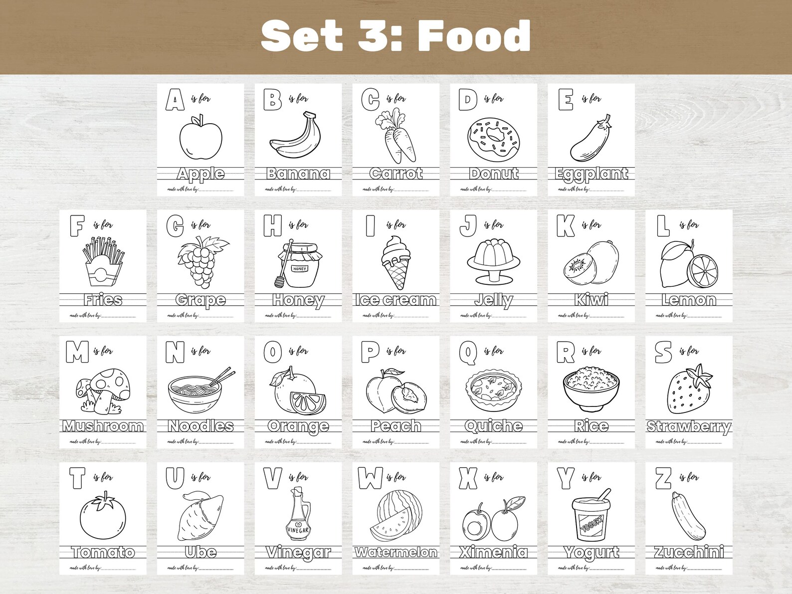 Baby First ABC Book Baby Shower Activity Printable Alphabet Coloring ...