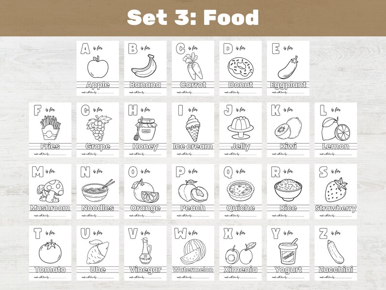 Baby First ABC Book Baby Shower Activity Printable Alphabet Coloring ...