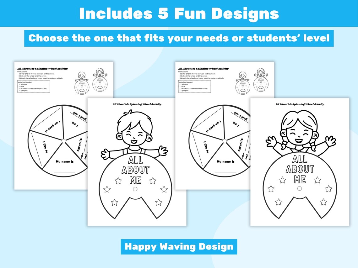 All About Me Spinning Wheel: Back to School Printable Activity (PDF ...