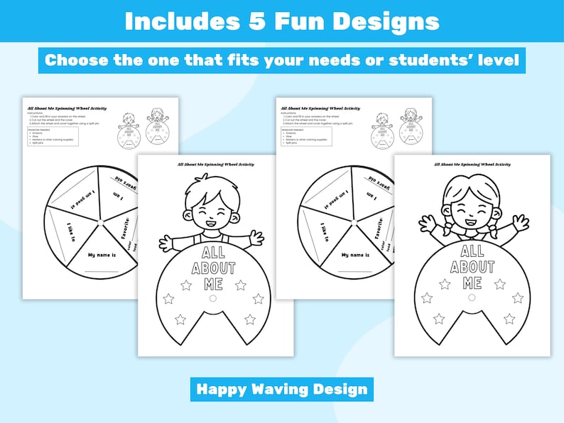 All About Me Spinning Wheel: Back to School Printable Activity (PDF ...