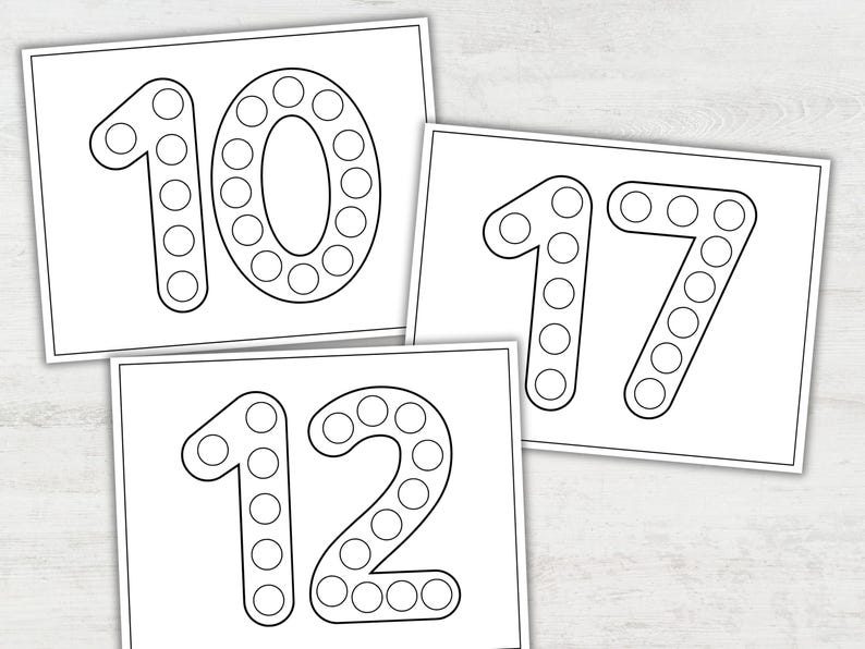0-20 Numbers Dot Marker Coloring Pages, Dot Sticker Math Activity ...