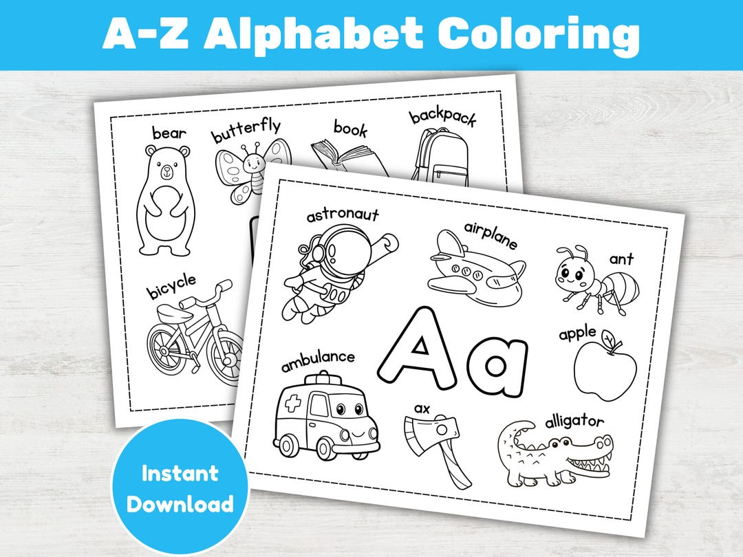 A-Z Alphabet Coloring Pages for Preschool Learning ABC Activity ...