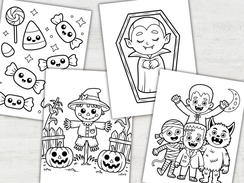 68 Easy Halloween Coloring Pages Printable Simple Bold Fall Coloring ...
