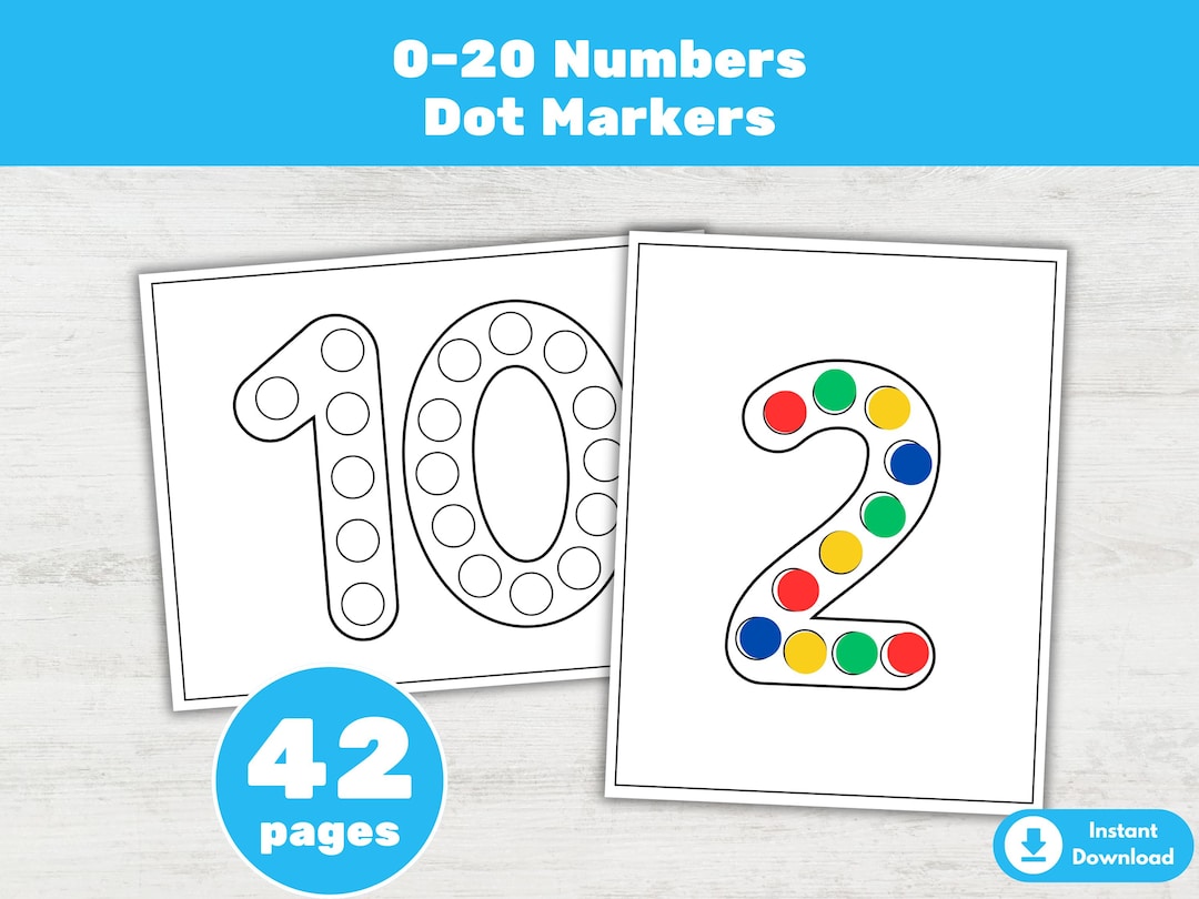 0-20 Numbers Dot Marker Coloring Pages, Dot Sticker Math Activity ...