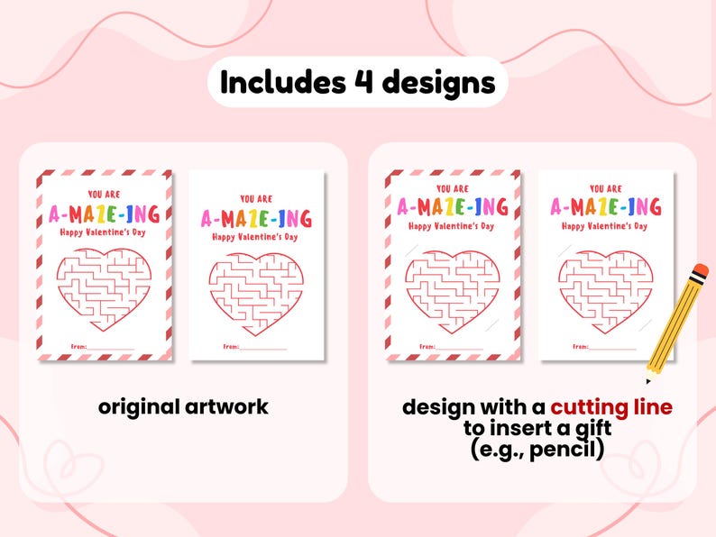 Maze Valentine's Day Cards for Kids, Fun Classroom Valentine Maze ...