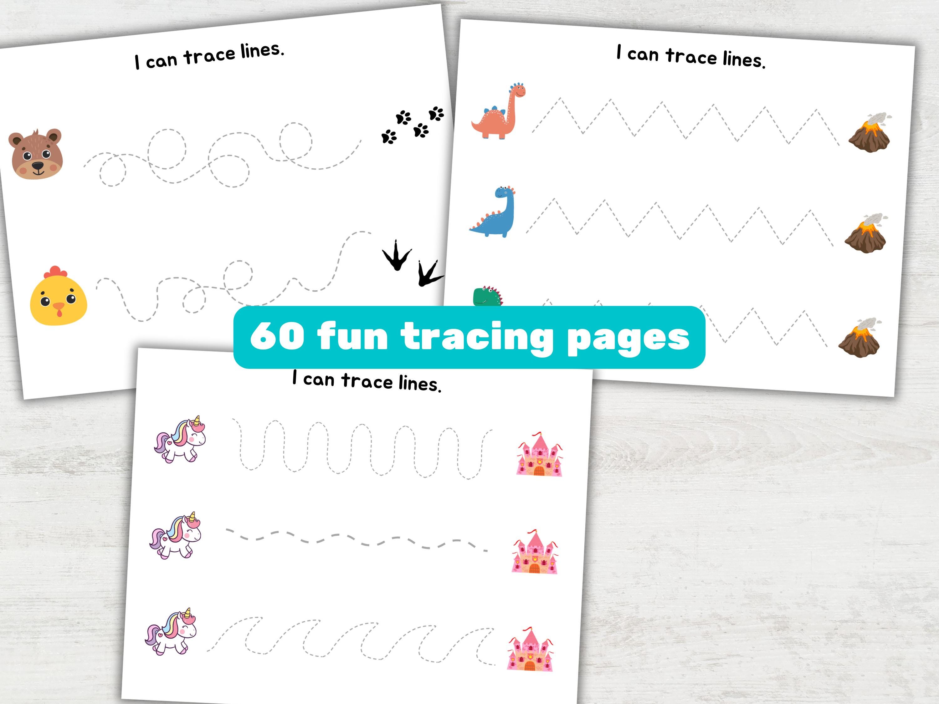60 Preschool Line Tracing Worksheets Bundle, Fine Motor Pre-writing ...