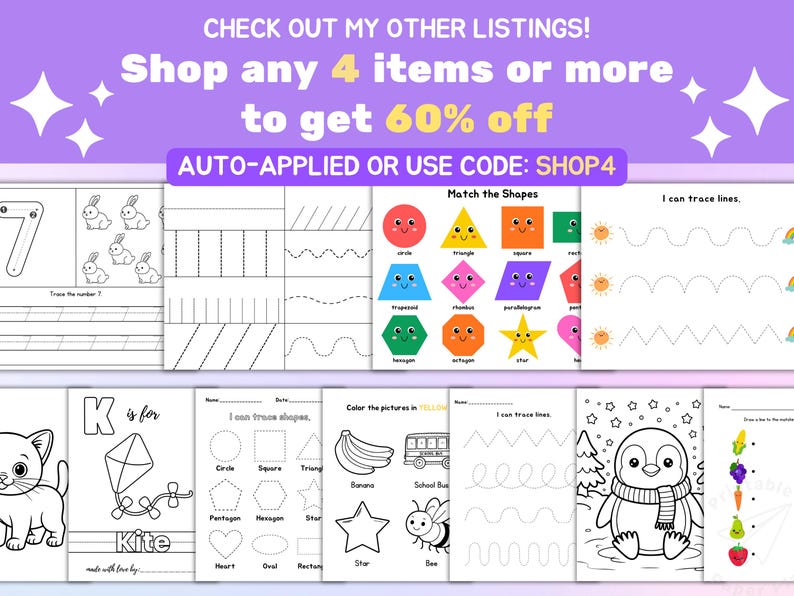 60 Preschool Line Tracing Worksheets Bundle, Fine Motor Pre-writing ...