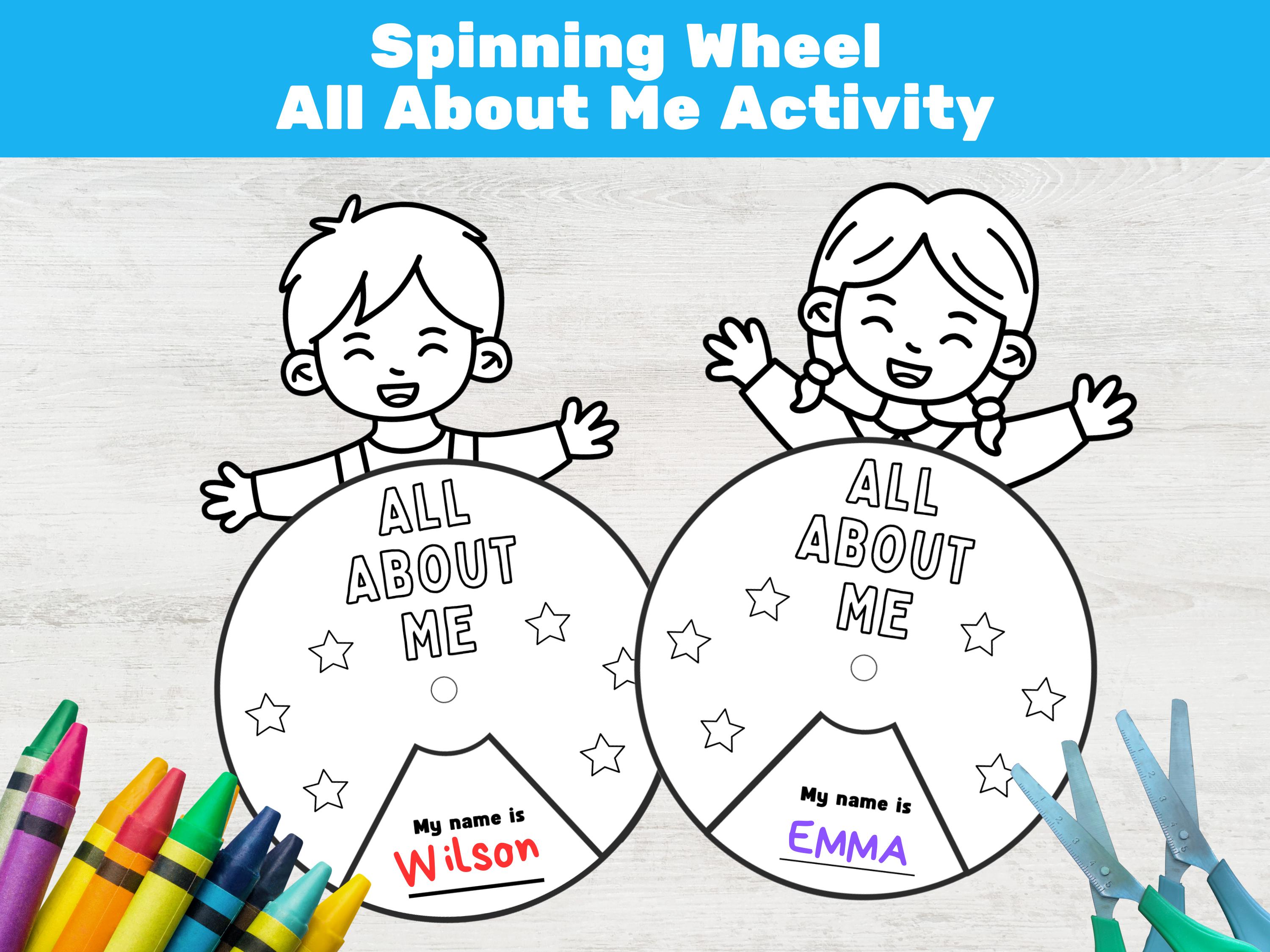 All About Me Spinning Wheel: Back to School Printable Activity (PDF ...