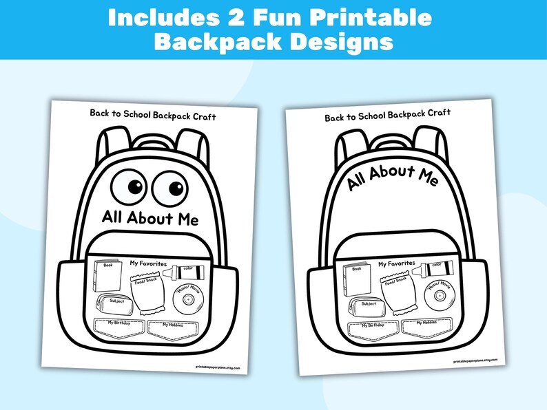 All About Me Backpack Activity: Back to School Printable (PDF Download ...