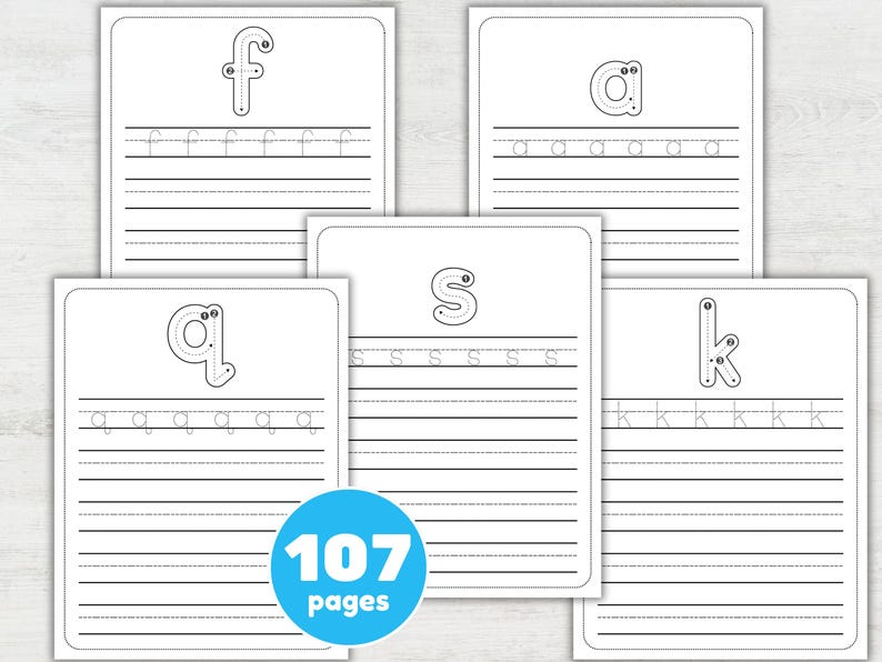 107 Alphabet Letters Tracing Worksheets Bundle Preschool A–Z ...