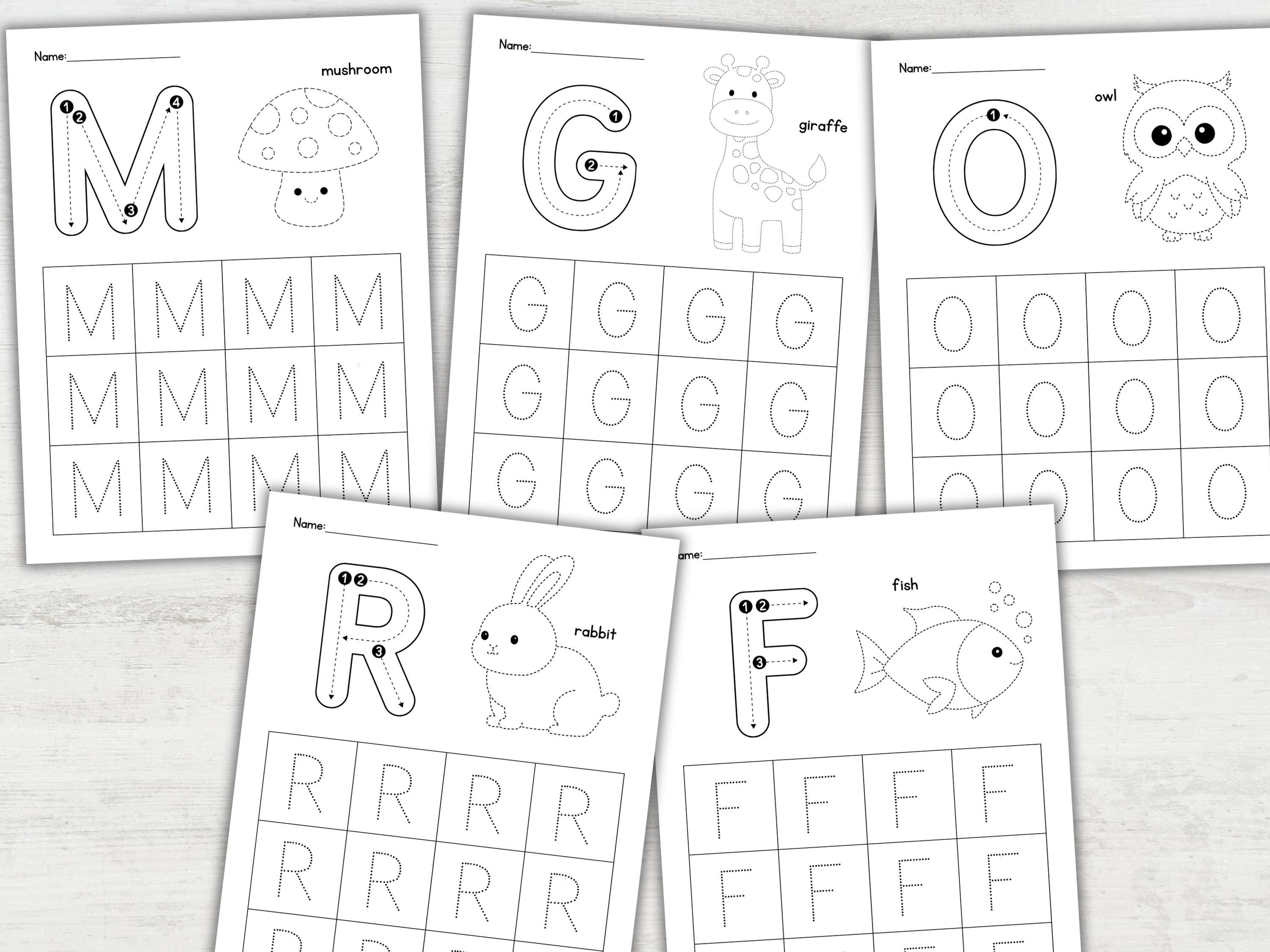 52 Preschool Letters Tracing Worksheets Bundle With Animal Tracing ...