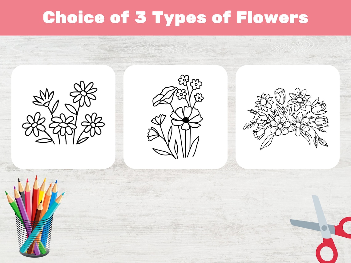Printable Mother's Day Coloring Card, Build Your Own Flower Vase Craft ...
