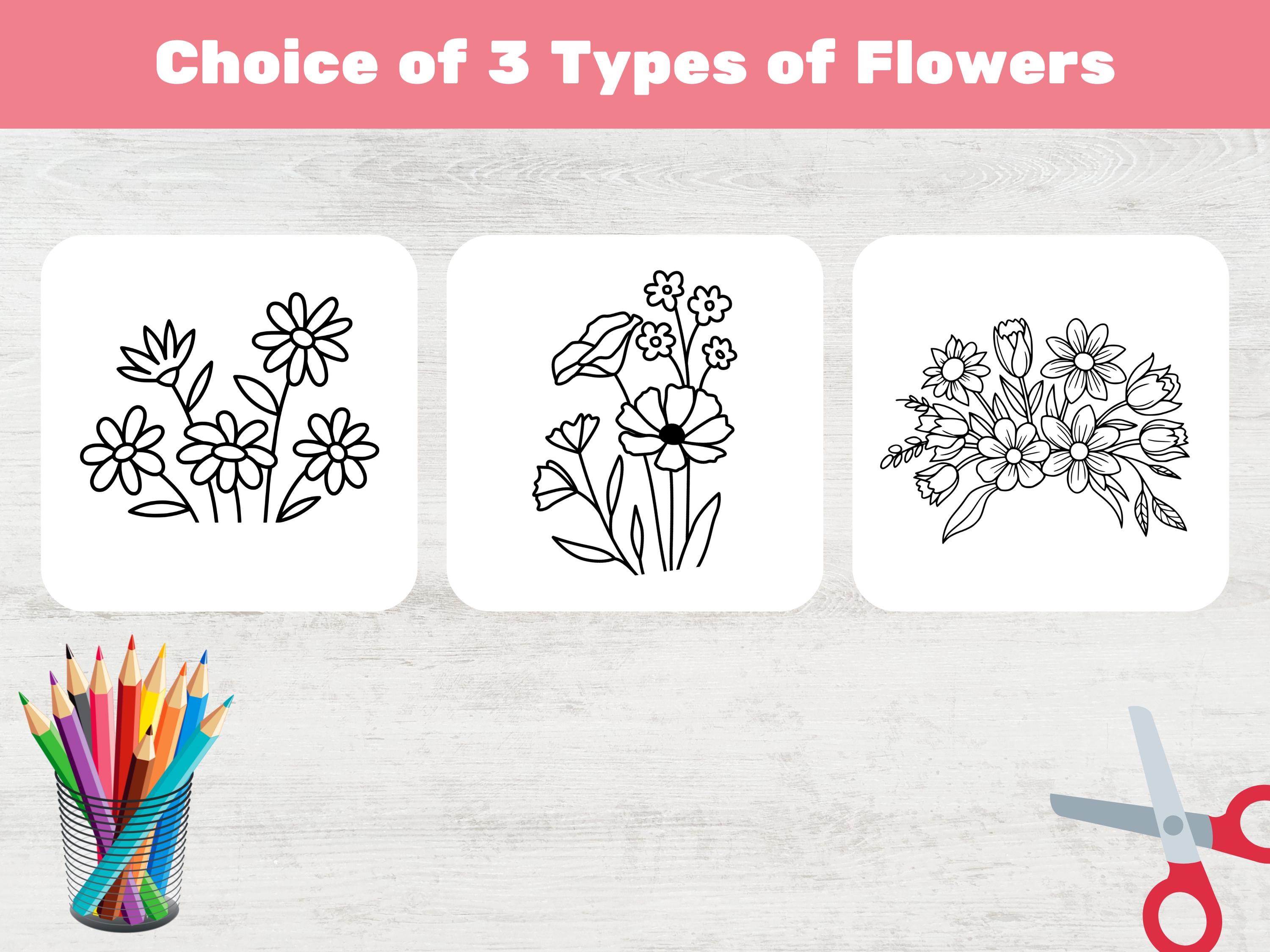 Printable Mother's Day Coloring Card, Build Your Own Flower Vase Craft ...