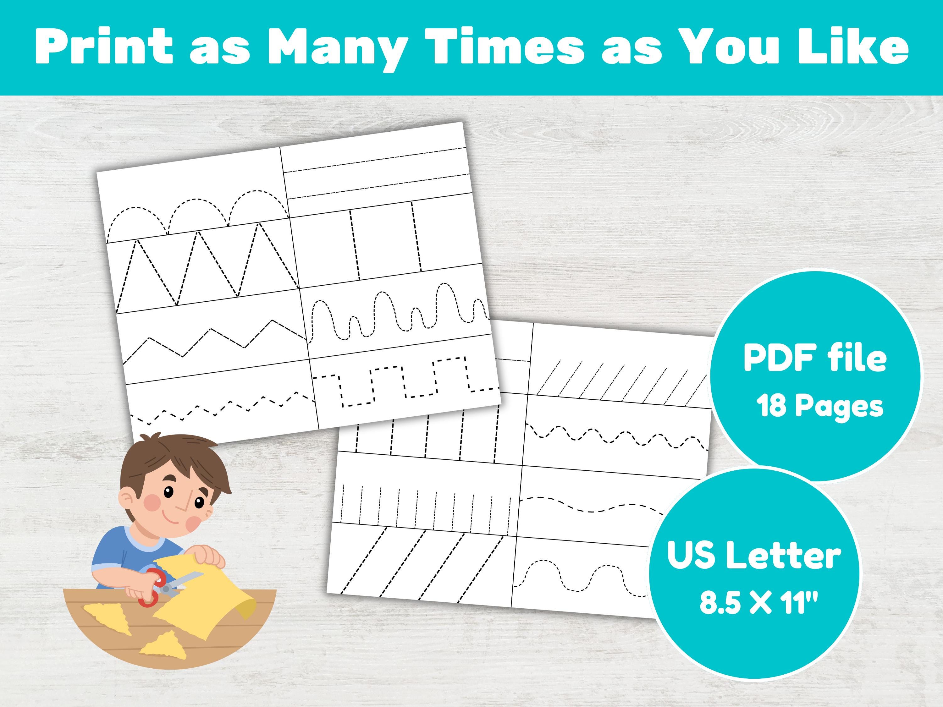 Preschool Cutting Scissor Skills Practice for Kids, Cutting Strips ...