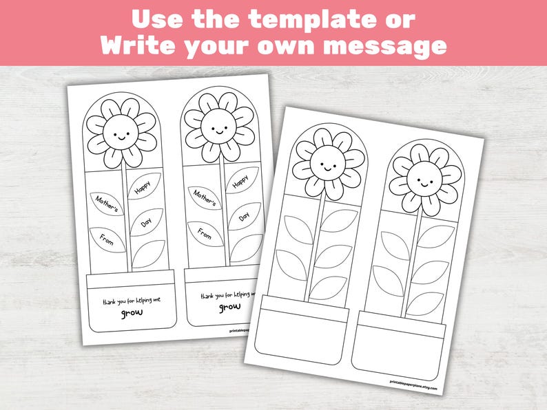 Foldable Mother's Day Coloring Card, Flower Mother's Day Card, School ...