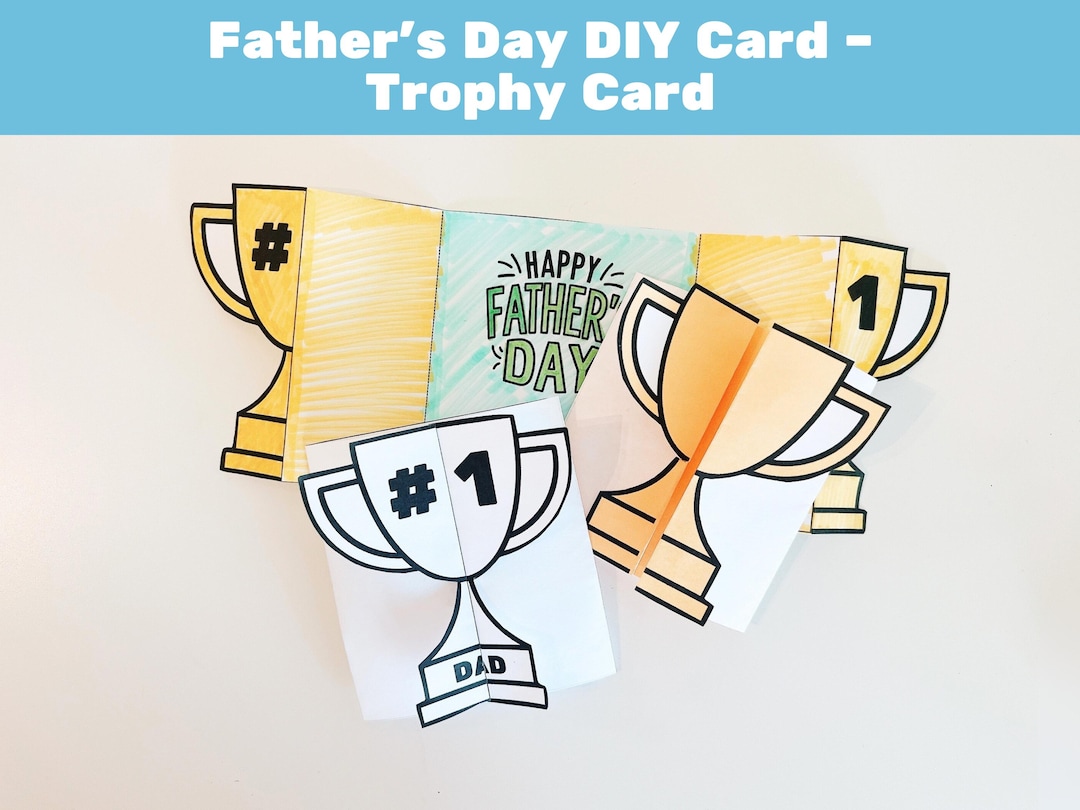 Father's Day Trophy Card Craft: DIY Printable Coloring Card (PDF ...
