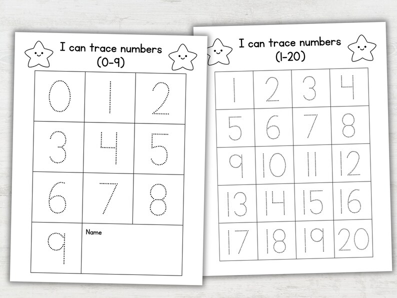 Number Tracing 0-20 Worksheets Printable Bundle Toddler Preschool ...