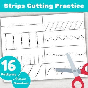 Preschool Cutting Scissor Skills Practice for Kids, Cutting Strips ...