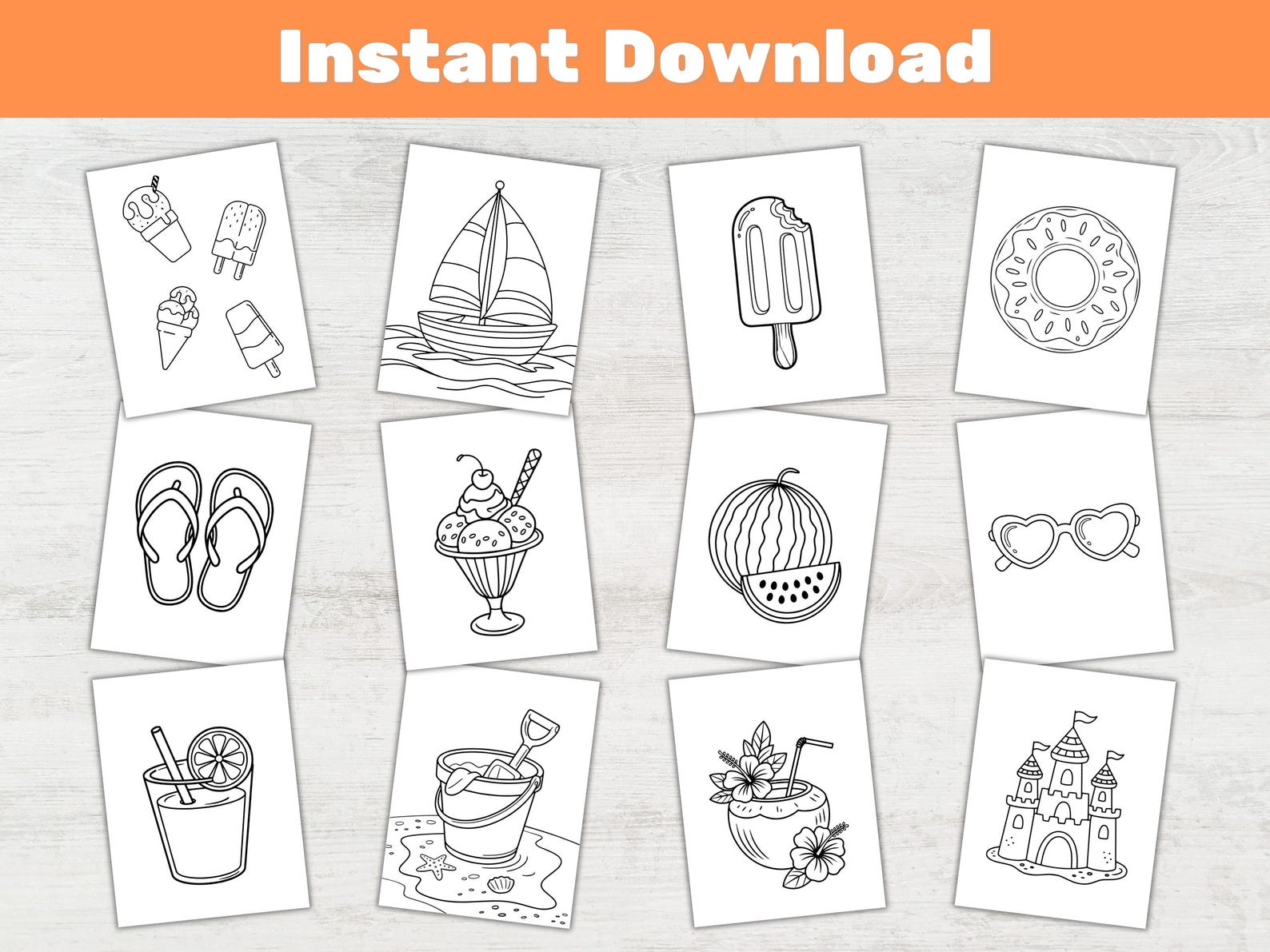 Easy Summer Coloring Pages for Kids, Simple Bold Coloring Activity Book ...