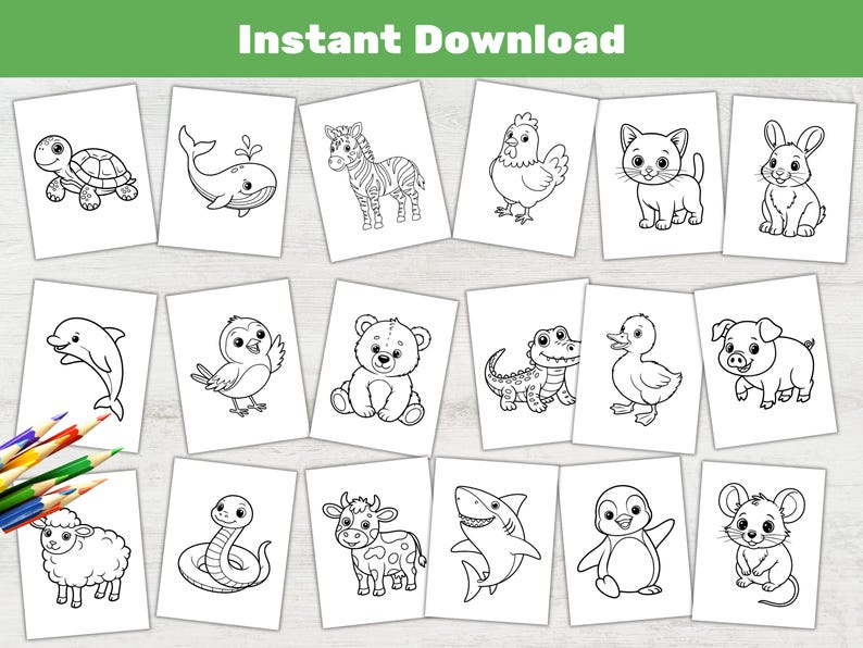 Animal Coloring Book for Kids, Easy Toddler Activity Pages, Preschool ...