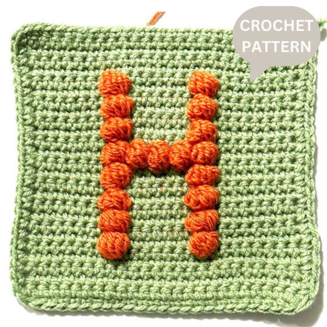Bobble Popcorn Stitch Letter H Crochet Pattern for Baby Afghan - Etsy
