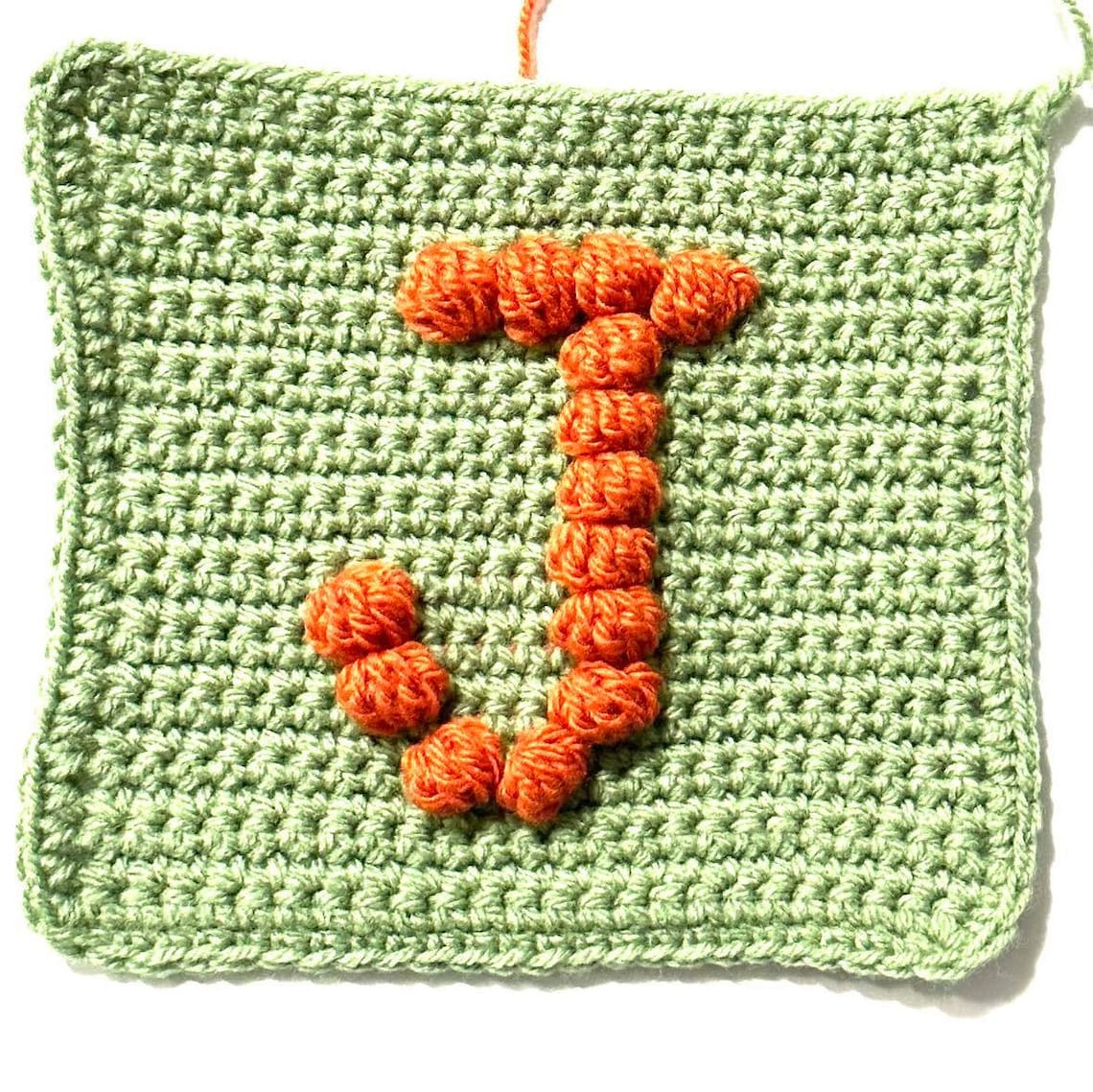 Bobble Popcorn Stitch Letter J Crochet Pattern for Baby Afghan Blanket ...