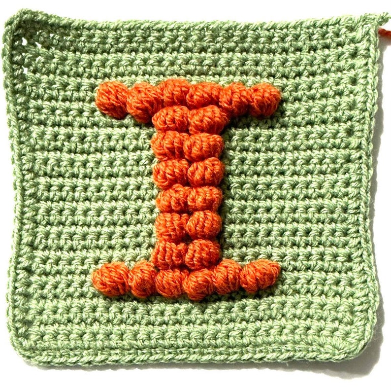 Bobble Popcorn Stitch Letter I Crochet Pattern for Baby Afghan Blanket ...