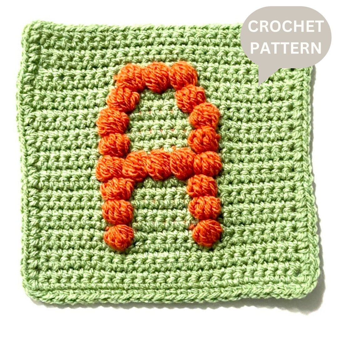 Bobble Popcorn Stitch Letter A Crochet Pattern for Baby Afghan Blanket ...