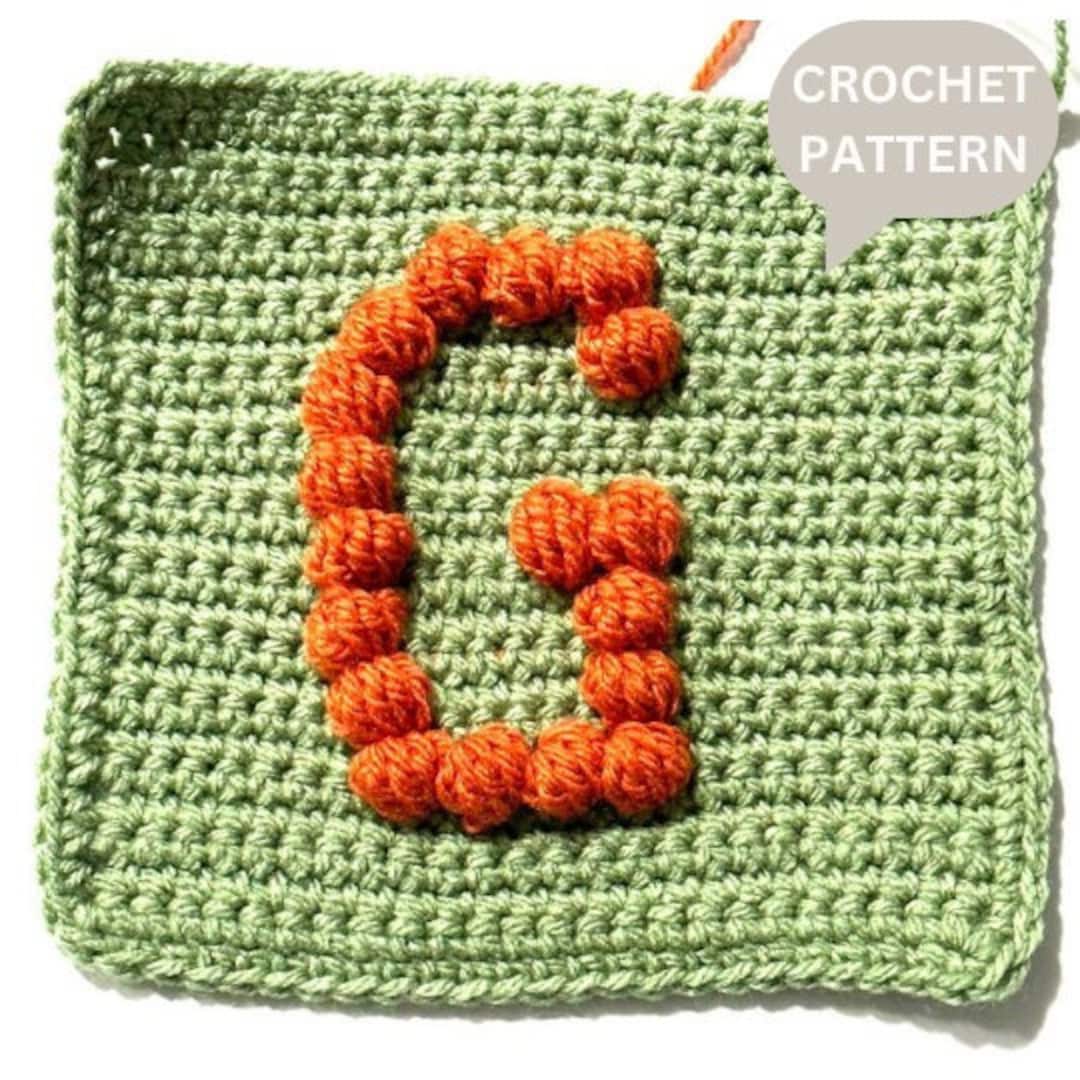 Bobble Popcorn Stitch Letter G Crochet Pattern for Baby Afghan Blanket ...