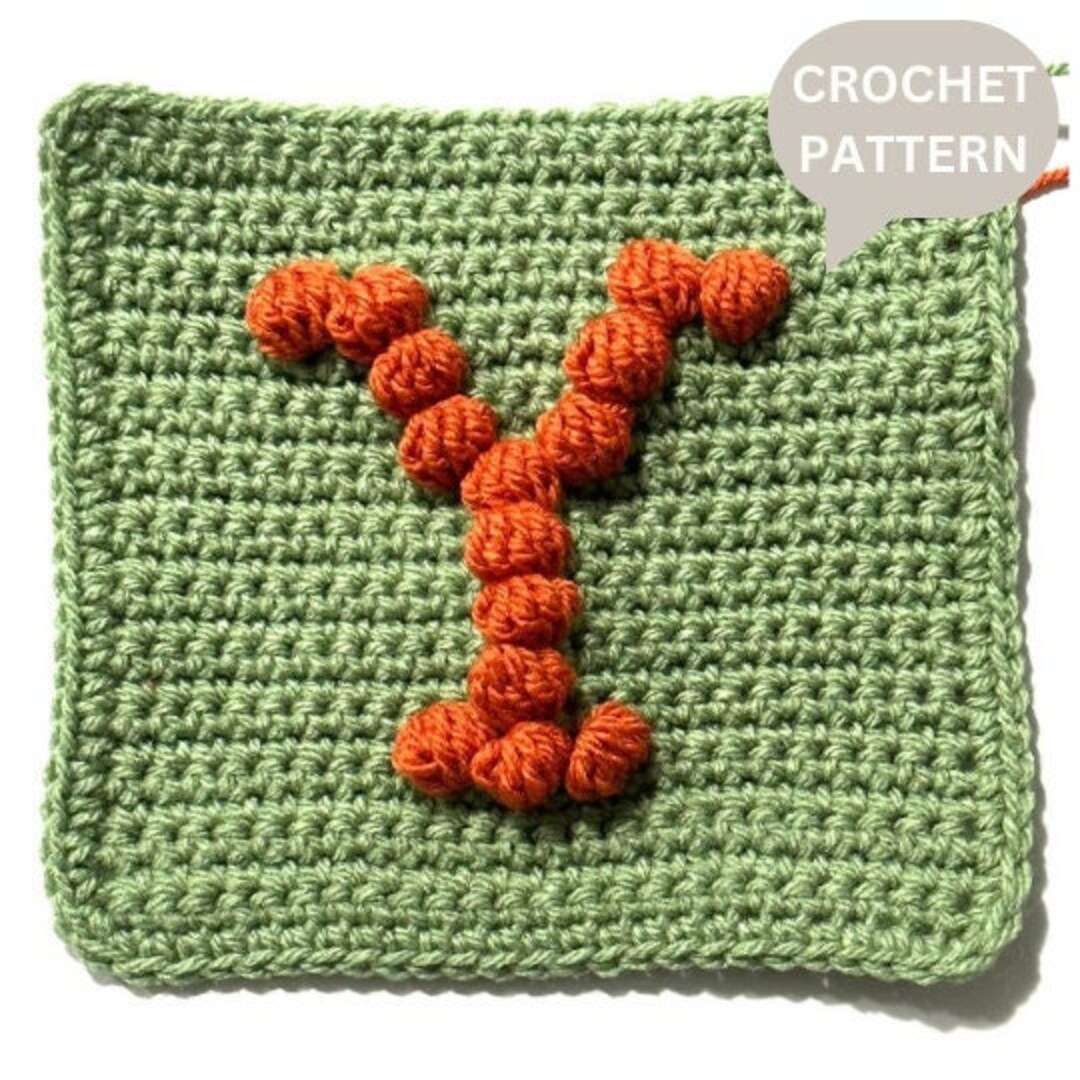 Bobble Popcorn Stitch Letter Y Crochet Pattern for Baby Afghan Blanket ...