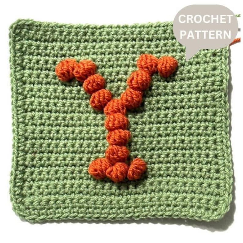 Bobble Popcorn Stitch Letter Y Crochet Pattern for Baby Afghan Blanket ...