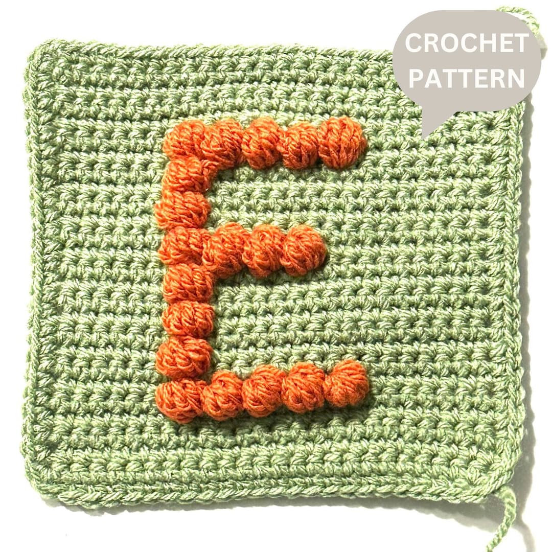 Bobble Popcorn Stitch Letter E Crochet Pattern for Baby Afghan Blanket ...