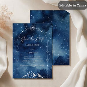Celestial Wedding Invitation Template | Night Sky Save the Date ...