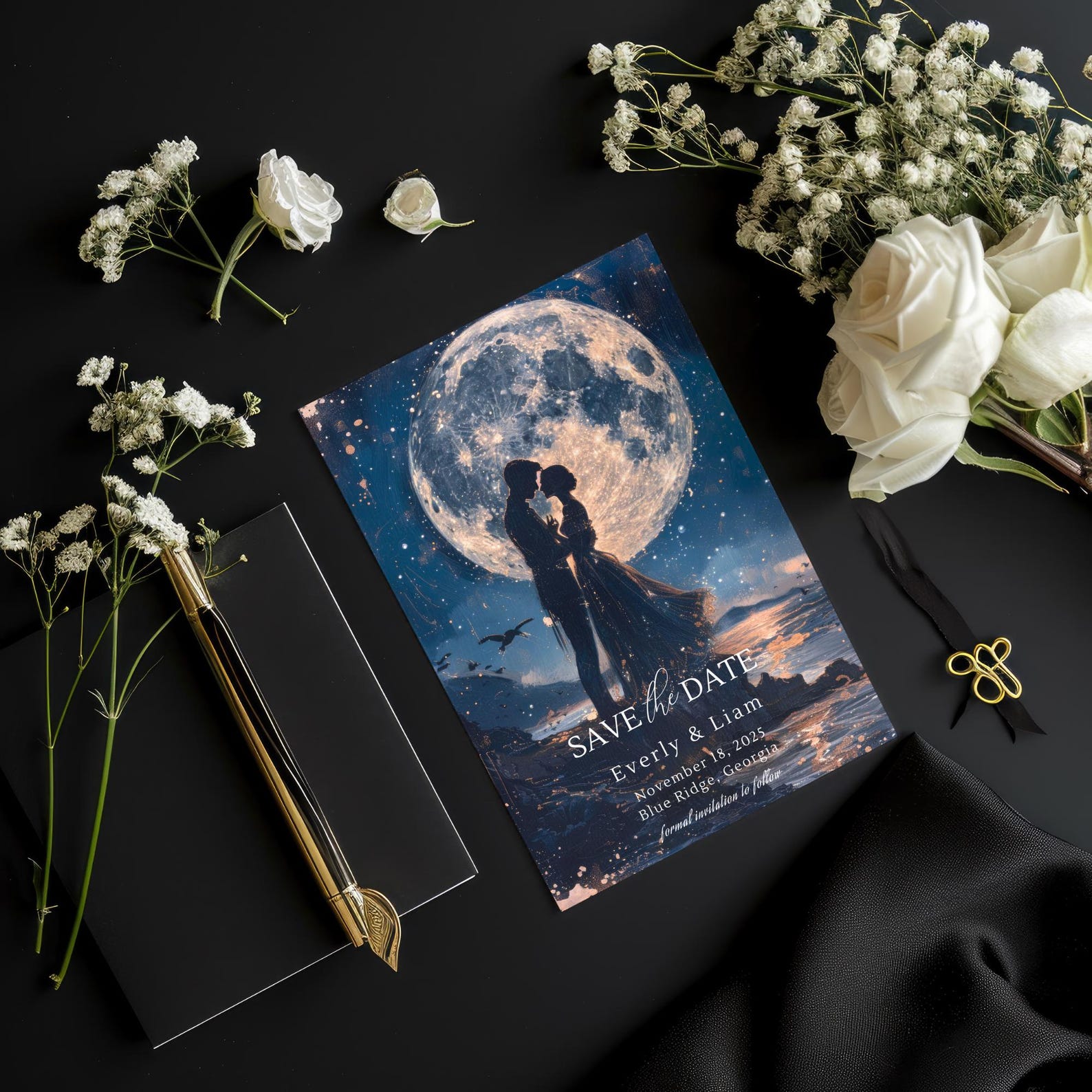 Fantasy-inspired Celestial Wedding Invite | Night Sky Save the Date ...