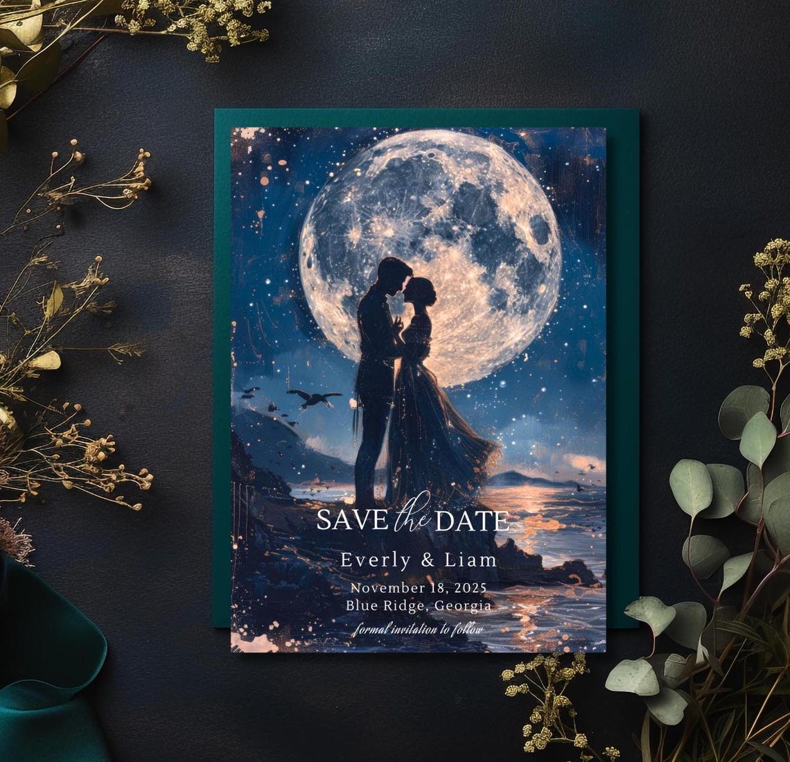 Fantasy-inspired Celestial Wedding Invite | Night Sky Save the Date ...