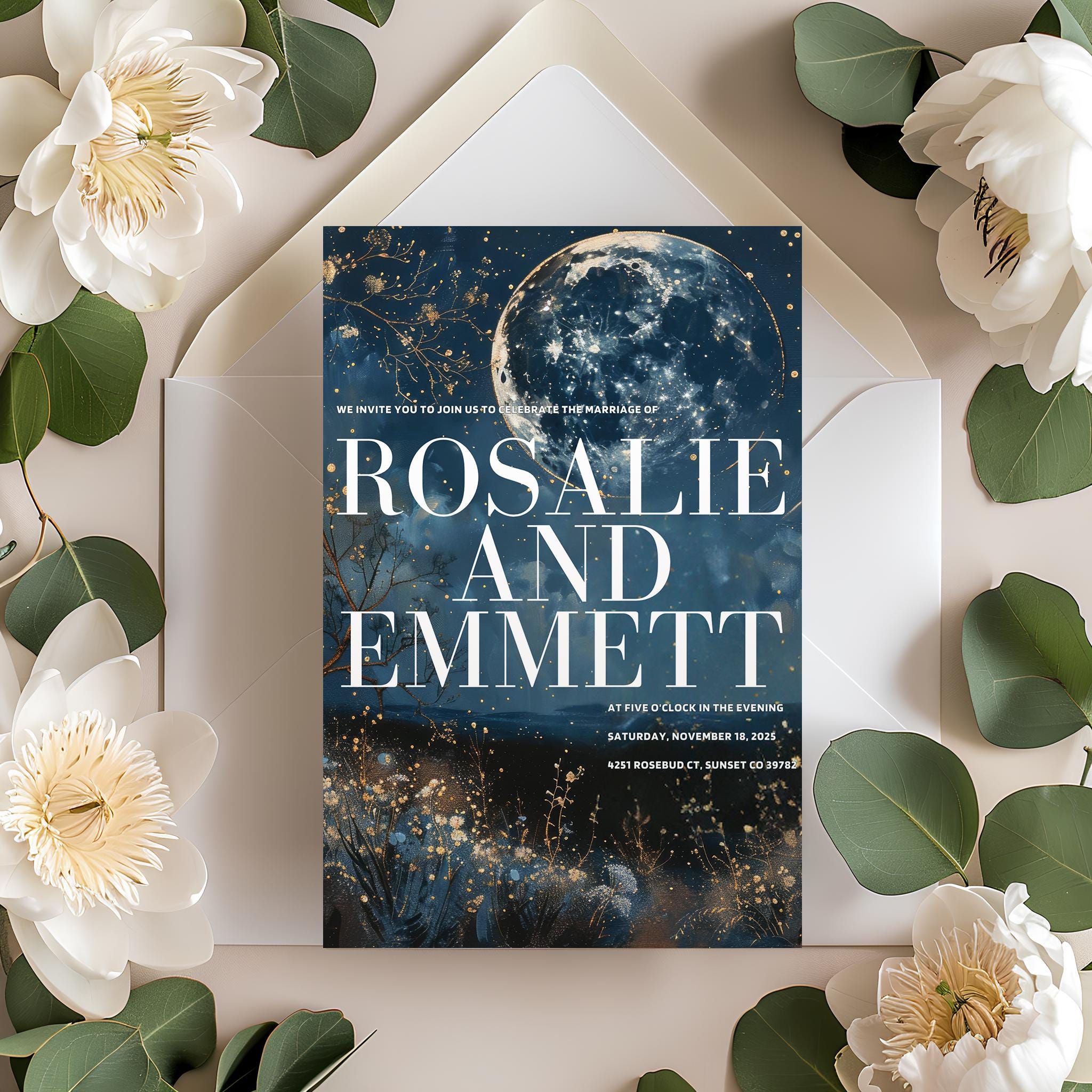Celestial Wedding Invitation Template | Fantasy Book Theme | Night Sky ...