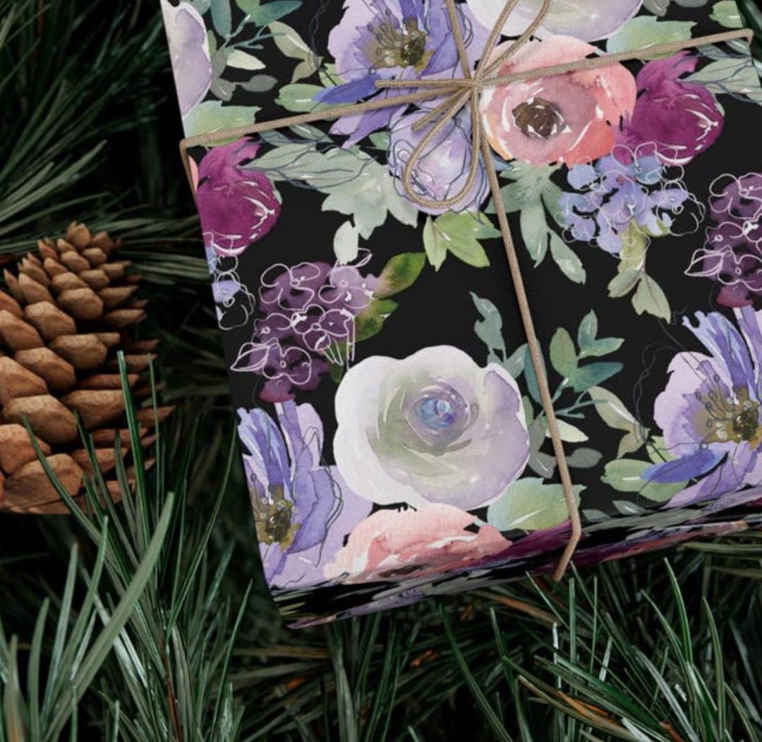 Wrapping Paper Set, Floral Gift Wrap Pack, Moody Classy Elegant Pastel ...